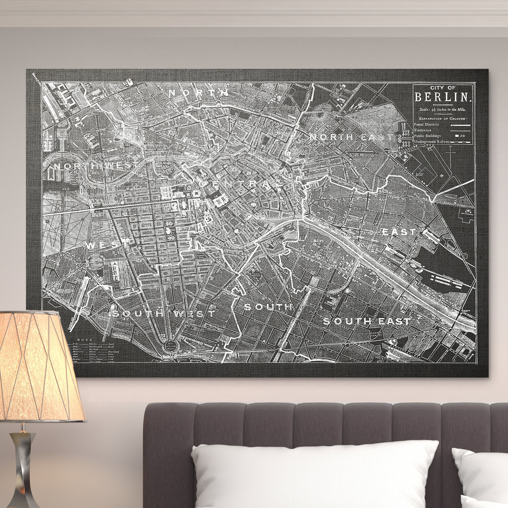 Wexford Home 'Berlin Sketch Map' Graphic Art Print on Wrapped Canvas in Grey - Wayfair Canada